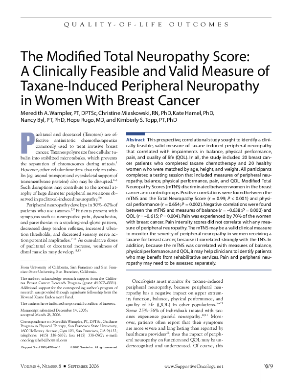 Pdf The Modified Total Neuropathy Score A Clinically Feasible And
