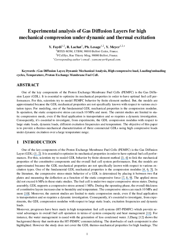 (PDF) Experimental analysis of Gas Diffusion Layers for high mechanical ...