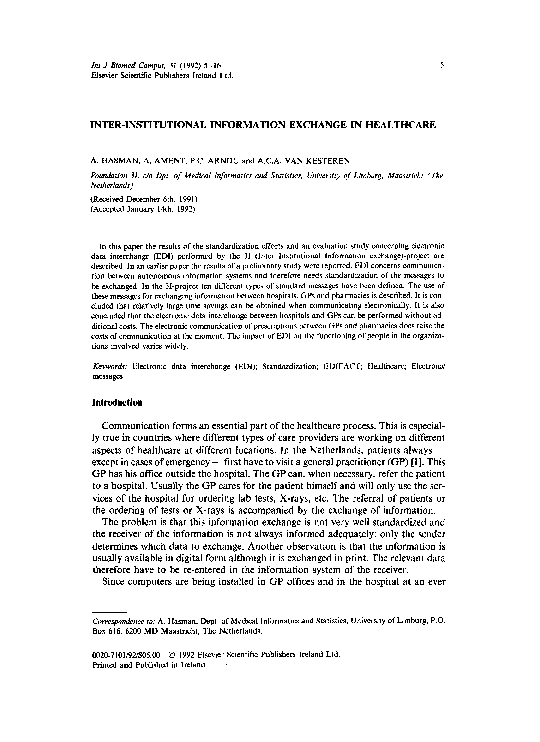 (PDF) Inter-institutional information exchange in healthcare