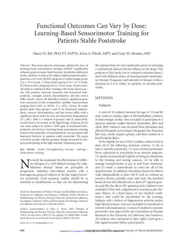 (PDF) Functional outcomes can vary by dose: learning-based sensorimotor training for patients ...