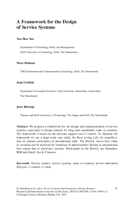 (PDF) A Framework for the Design of Service Systems