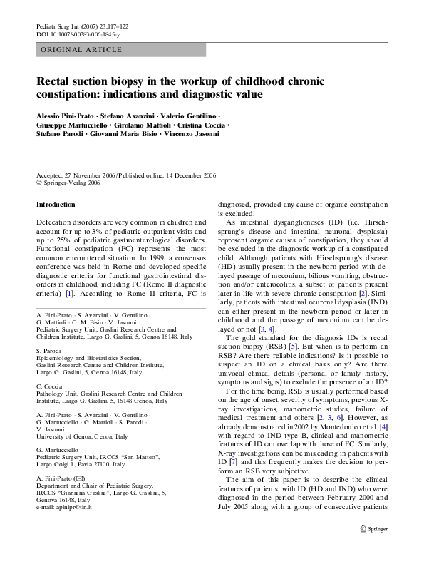 (PDF) Rectal suction biopsy in the workup of childhood chronic ...