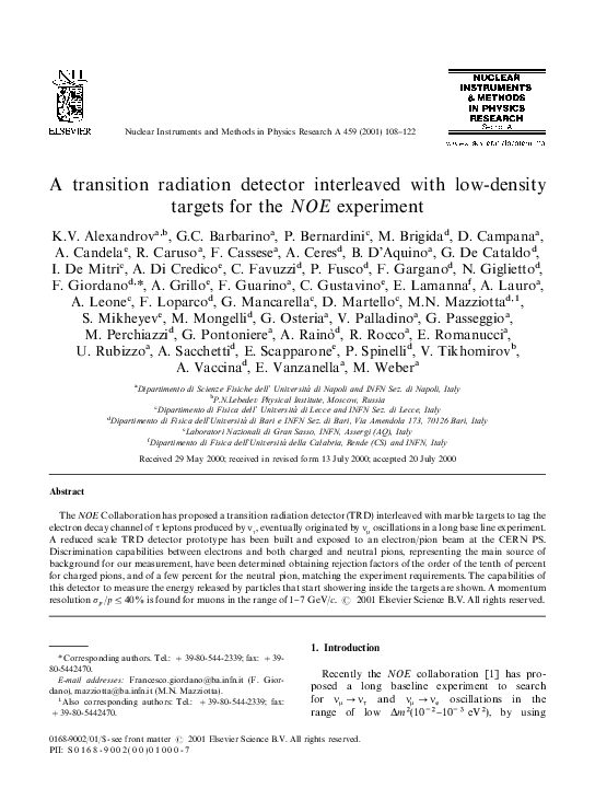 (PDF) Transition radiation detector interleaved with low-density targets for the NOE experiment