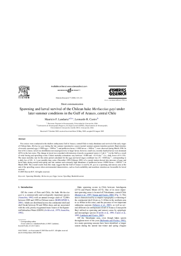 (PDF) Spawning and larval survival of the Chilean hake Merluccius gayi ...