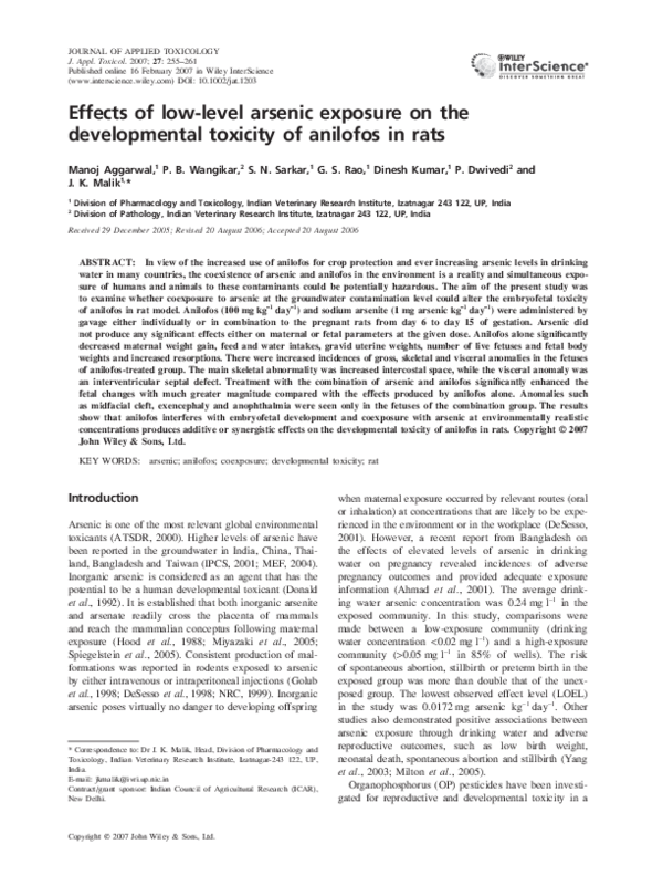 (PDF) Effects of low-level arsenic exposure on the developmental ...