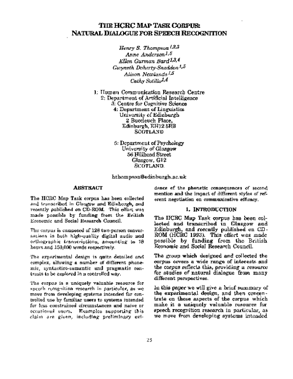 (PDF) Replicability of transaction and action coding in the map task corpus | jean Human ...