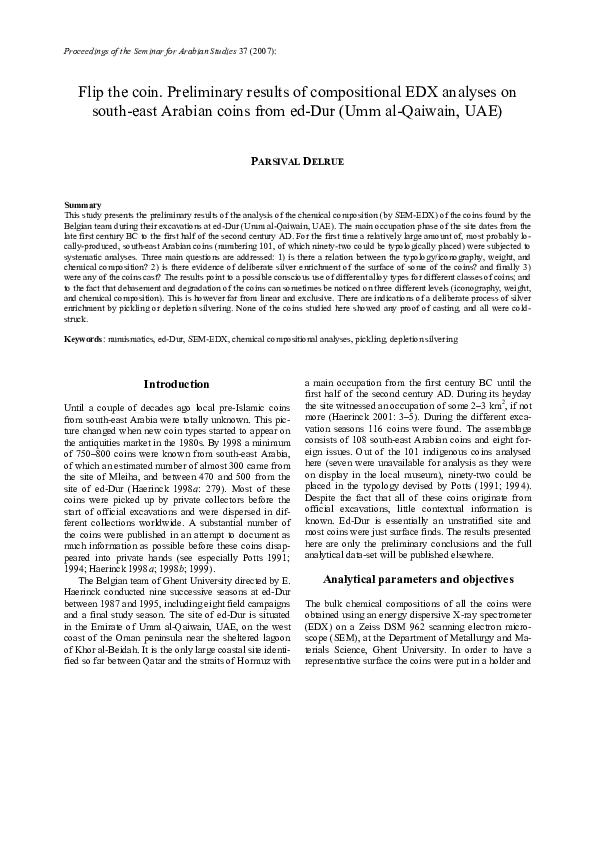 (PDF) Flip the coin. Preliminary results of compositional EDX analyses ...