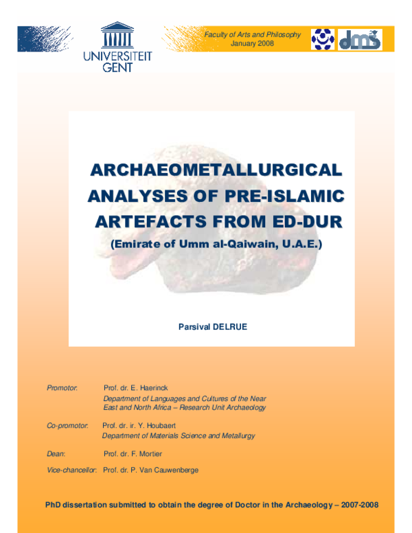 (PDF) Archaeometallurgical analyses of pre-Islamic artefacts from ed ...