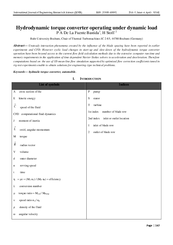 (PDF) Hydrodynamic torque converter operating under dynamic load