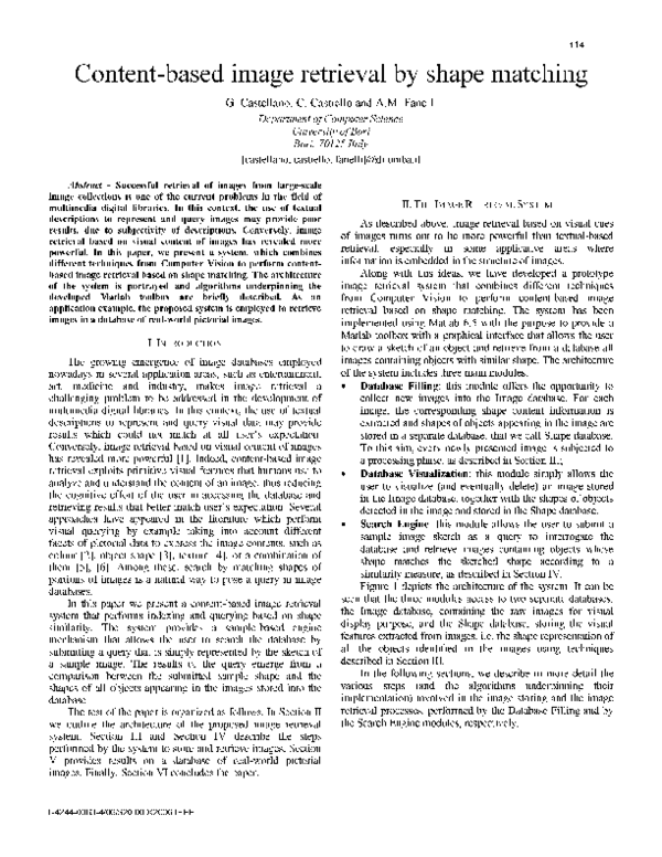 Pdf Content Based Image Retrieval By Shape Matching Ciro Castiello