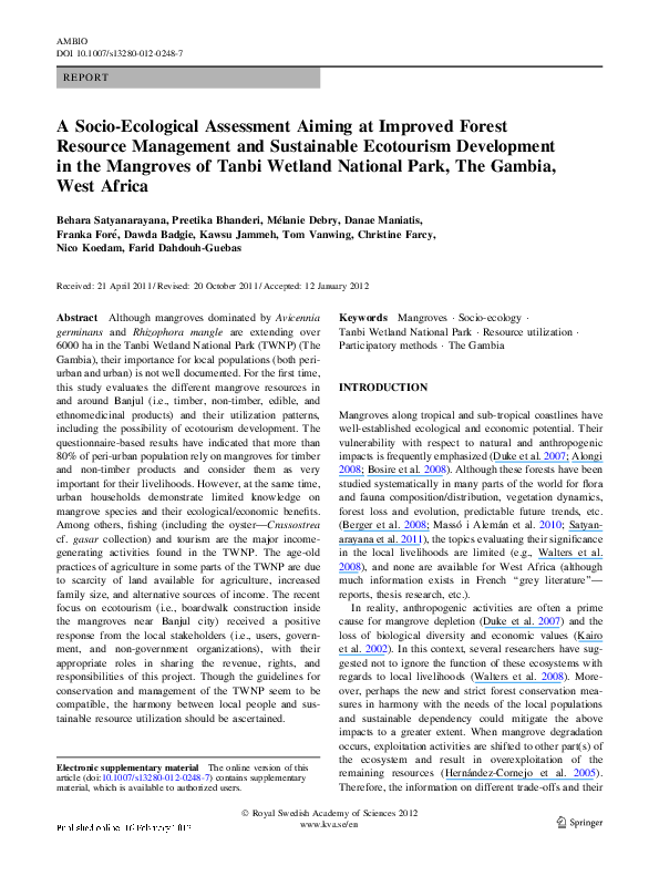 (PDF) A Socio-Ecological Assessment Aiming at Improved Forest Resource ...
