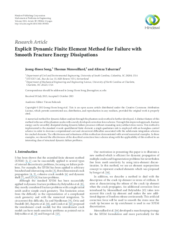 (PDF) Explicit Dynamic Finite Element Method for Failure with Smooth Fracture Energy Dissipations