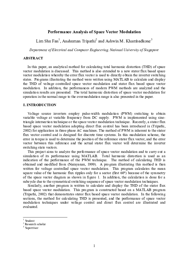 Pdf Performance Analysis Of Space Vector Modulation