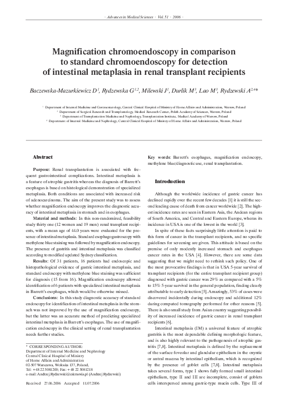 (PDF) Magnification chromoendoscopy in comparison to standard ...