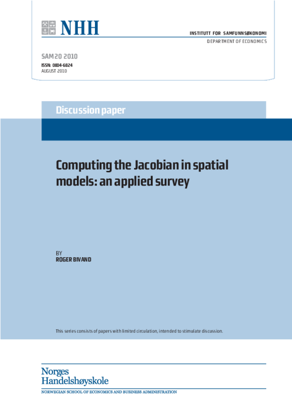 Pdf Computing The Jacobian In Spatial Models An Applied Survey