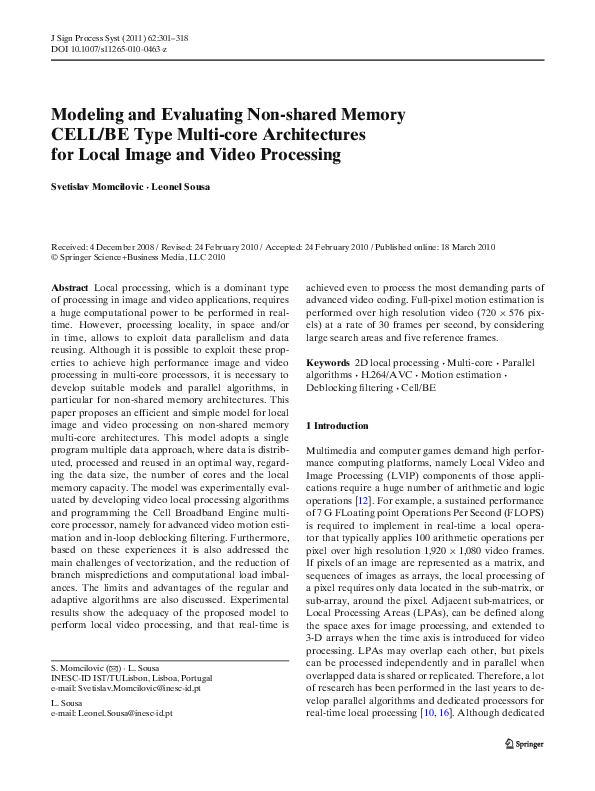 Pdf Efficient Local Image And Video Processing On Multi Core Systems
