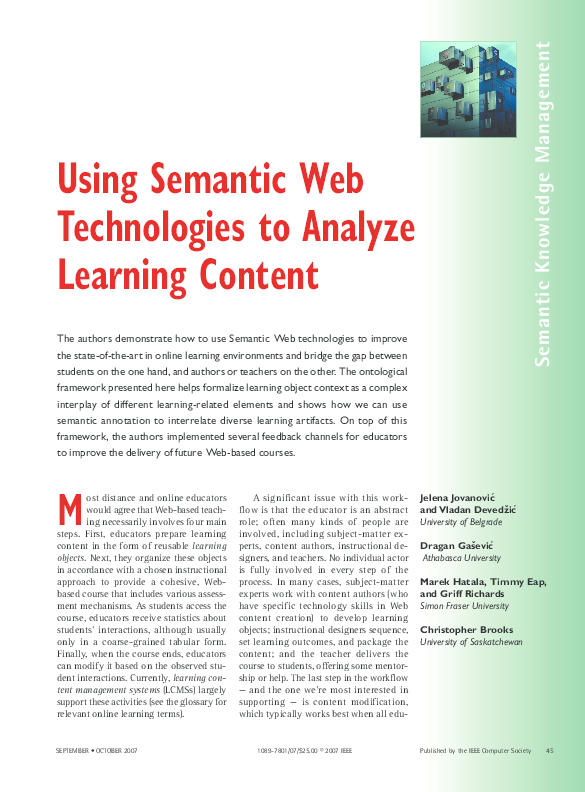(PDF) Using semantic web technologies to analyze learning content