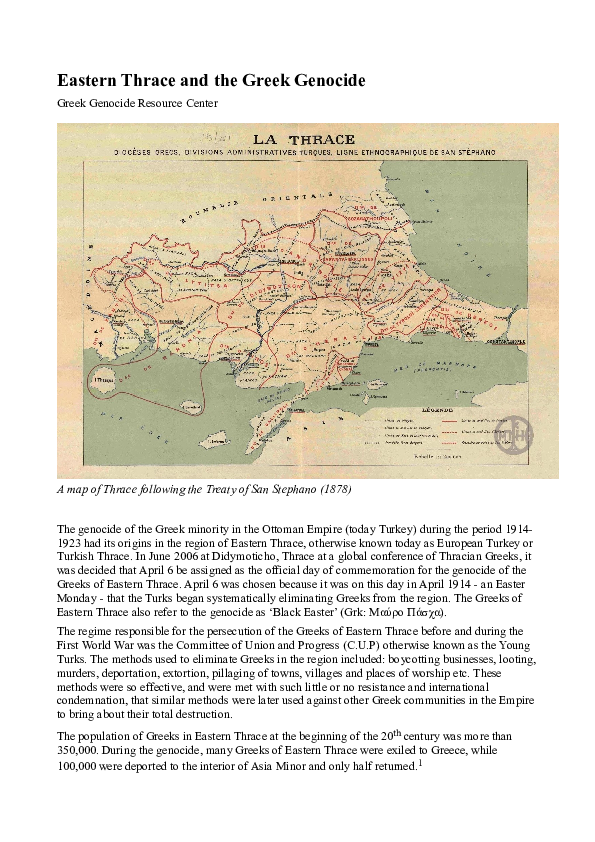 Eastern Thrace and the Greek Genocide: Black Easter for the Greeks of ...