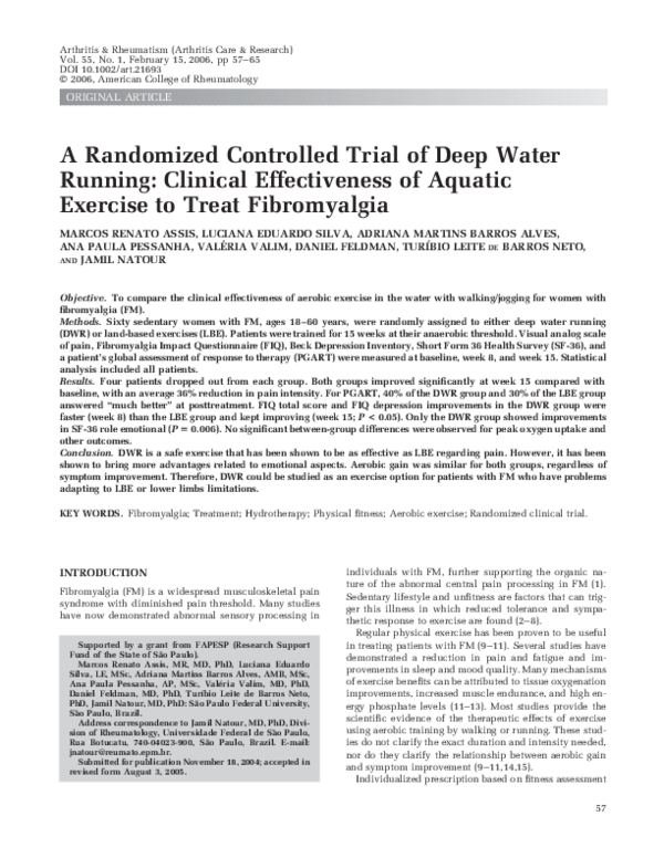(PDF) A randomized controlled trial of deep water running: Clinical effectiveness of aquatic ...
