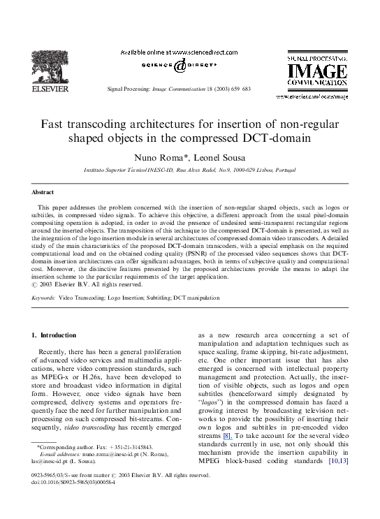 Pdf Fast Transcoding Architectures For Insertion Of Non Regular Shaped Objects In The