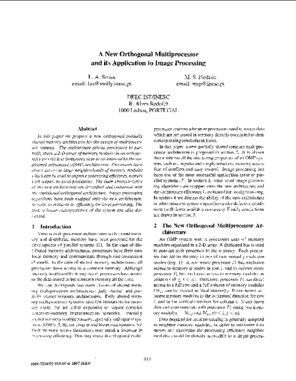 (PDF) A new orthogonal multiprocessor and its application to image processing