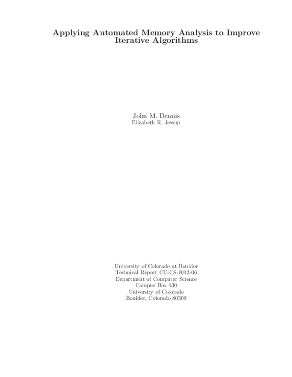 Pdf Applying Automated Memory Analysis To Improve Iterative Algorithms