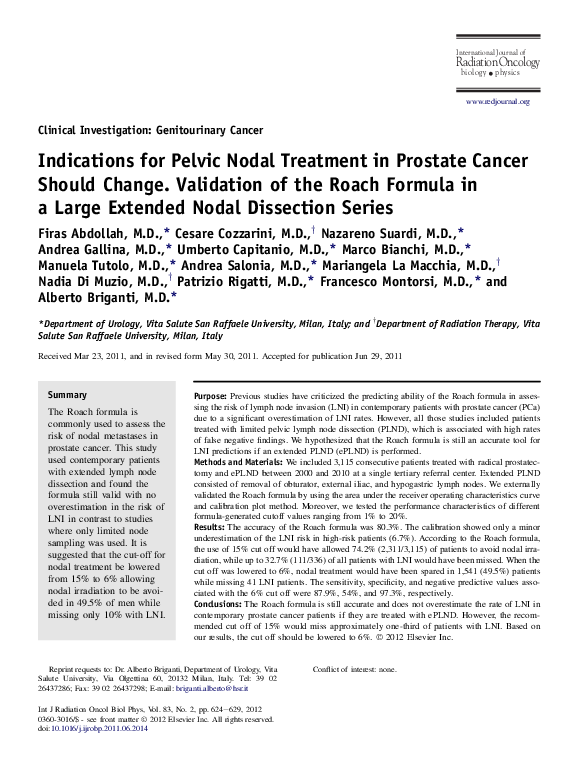(PDF) Indications for Pelvic Nodal Treatment in Prostate Cancer should ...