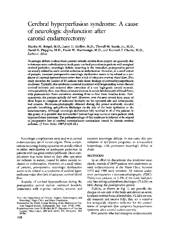 (PDF) Cerebral hyperperfusion syndrome: A novel presentation of ...