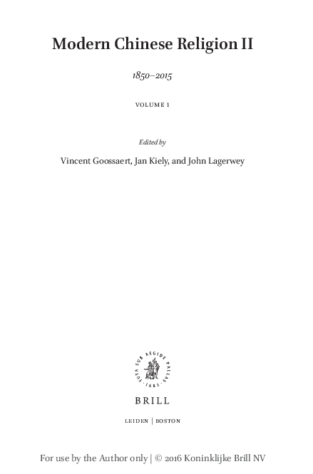 (PDF) Modern Chinese Religion II: 1850-2015, Vincent GOOSSAERT, Jan ...