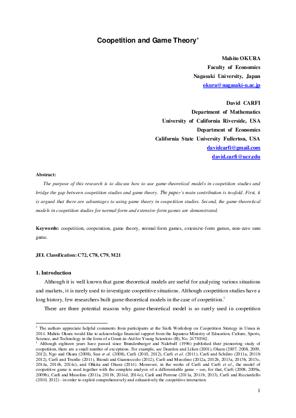 (PDF) COOPETITION AND GAME THEORY