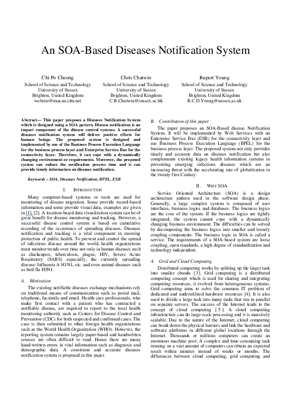 (PDF) An SOA-based diseases notification system