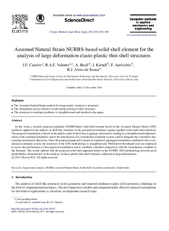 (PDF) Assumed Natural Strain NURBS-based solid-shell element for the analysis of large ...
