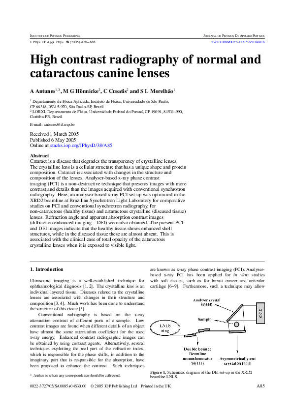 (PDF) High contrast radiography of normal and cataractous canine lenses