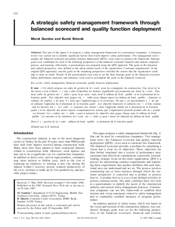 (PDF) A strategic safety management framework through balanced ...