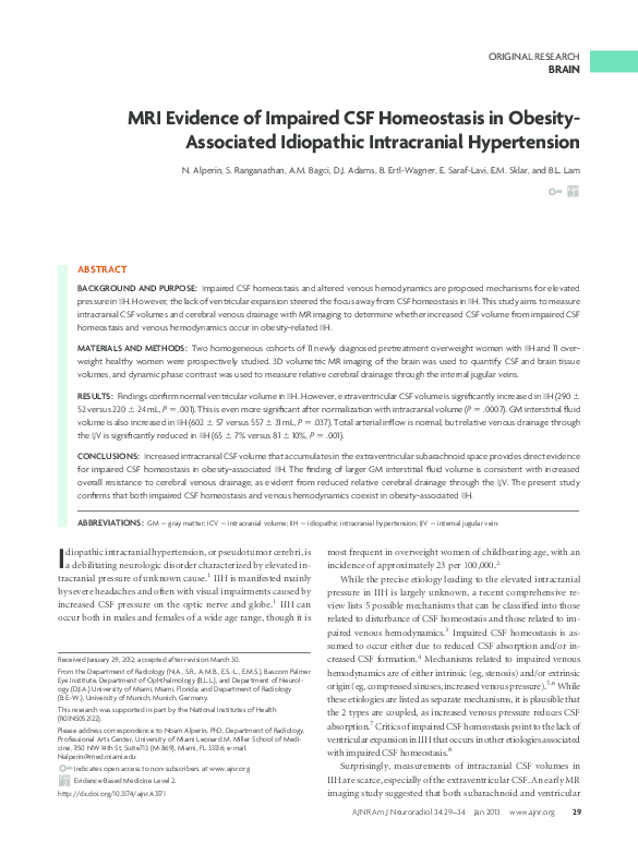 (PDF) Evidence for the importance of extracranial venous flow in ...