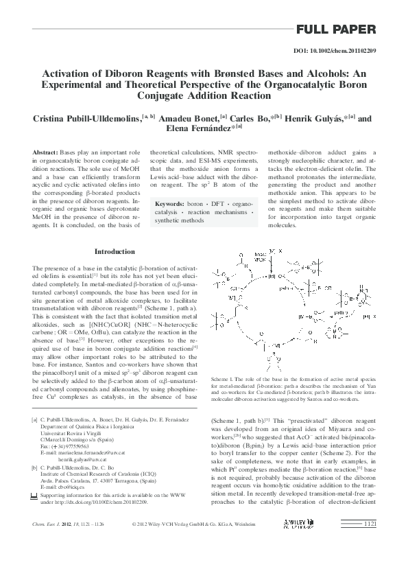 (PDF) Activation of Diboron Reagents with Brønsted Bases and Alcohols ...