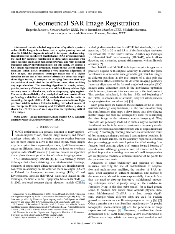 (PDF) Geometrical SAR image registration