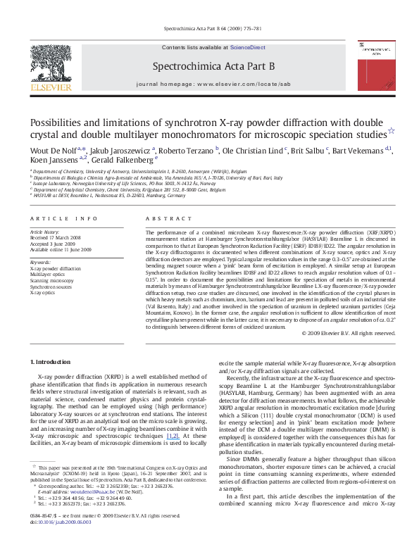 (PDF) Possibilities and limitations of synchrotron X-ray powder ...