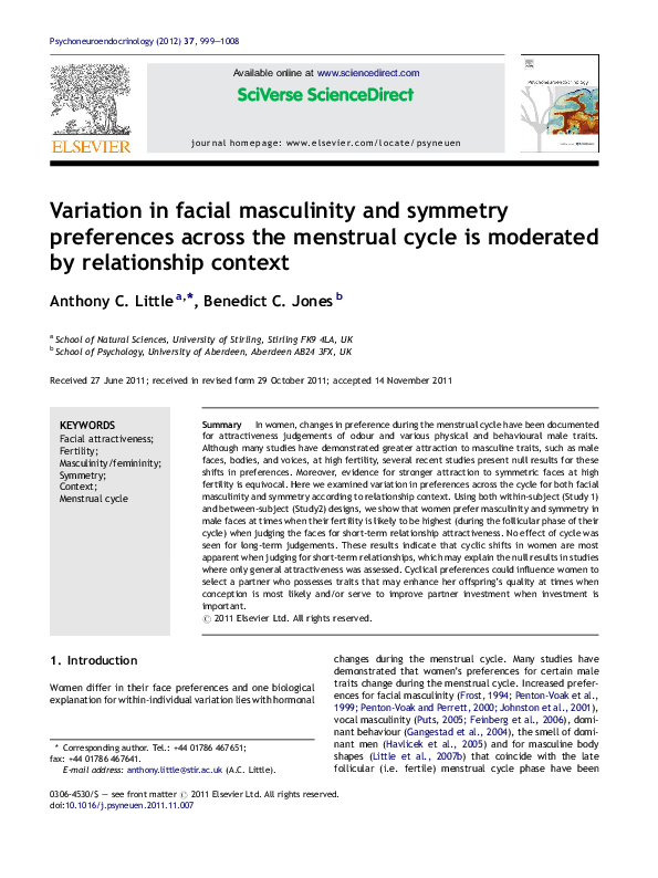 (PDF) Variation in facial masculinity and symmetry preferences across ...