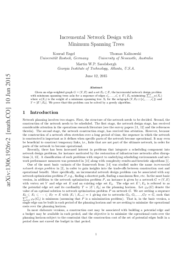 (PDF) Incremental network design with minimum spanning trees