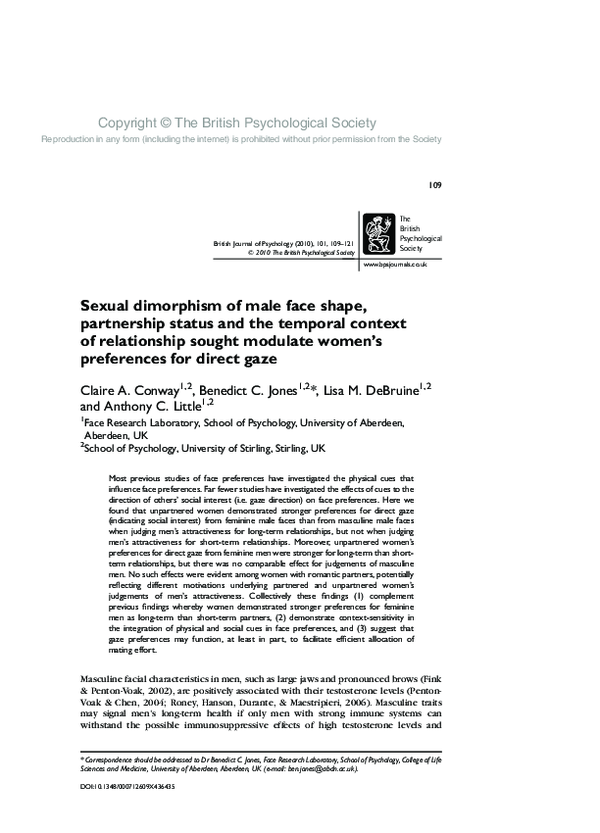 (PDF) Sexual dimorphism of male face shape, partnership status and the ...