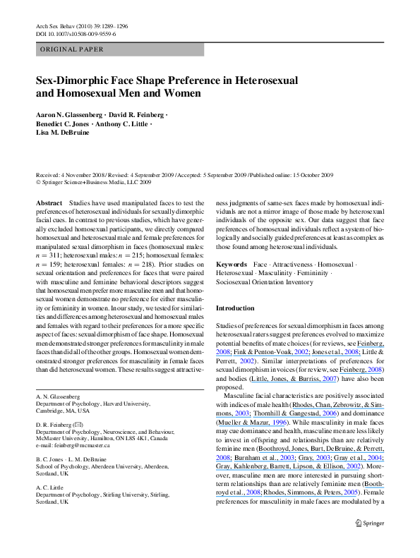 (PDF) Sex-Dimorphic Face Shape Preference in Heterosexual and ...