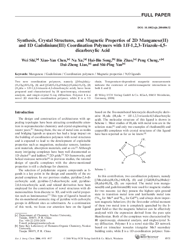 (PDF) Synthesis, crystal structures and magnetic properties of mononuclear tris(croconate ...