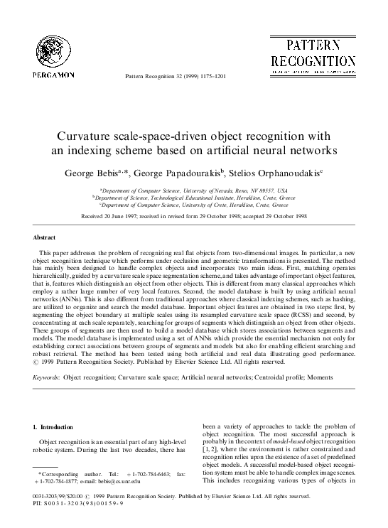 Pdf Curvature Scale Space Driven Object Recognition With An Indexing