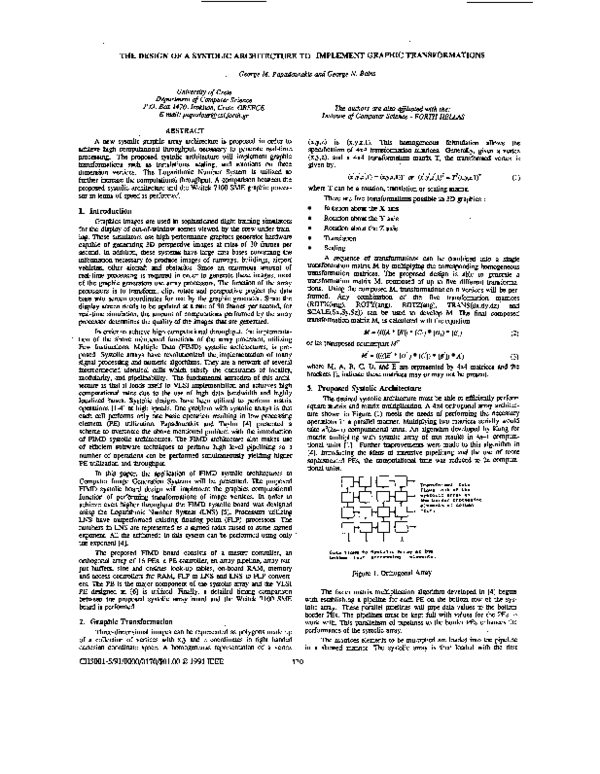 Pdf The Design Of A Systolic Architecture To Implement Graphic Transformations