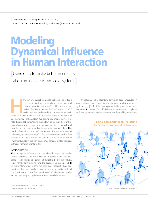 (PDF) Modeling Dynamical Influence in Human Interaction: Using data to make better inferences ...