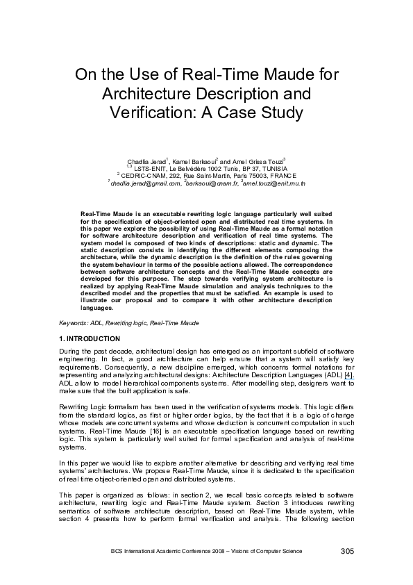 (PDF) On the Use of Real-Time Maude for Architecture Description and ...