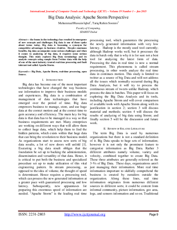 (PDF) Big Data Analysis: Apache Storm Perspective