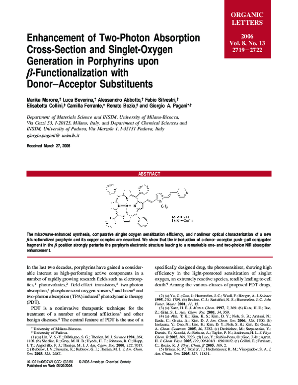 (PDF) Enhancement of Two-Photon Absorption Cross-Section and Singlet ...