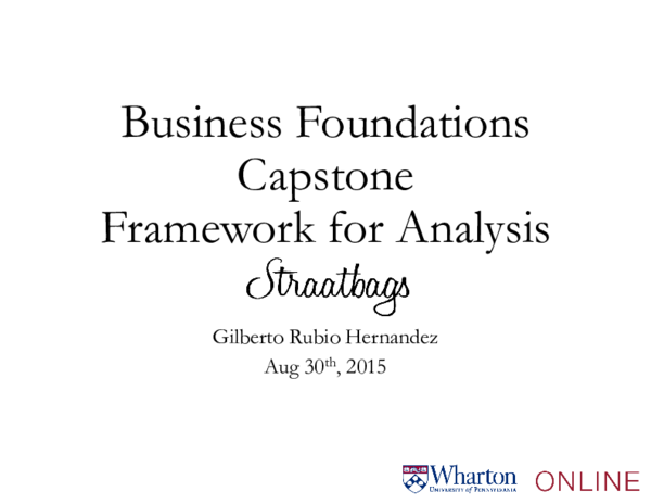 (PDF) Business Foundations Capstone Framework for Analysis